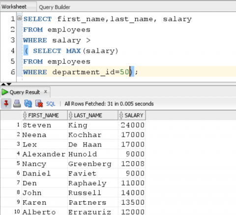 SUBQUERY in Oracle with Examples - Qurosity | Learning Never Stops
